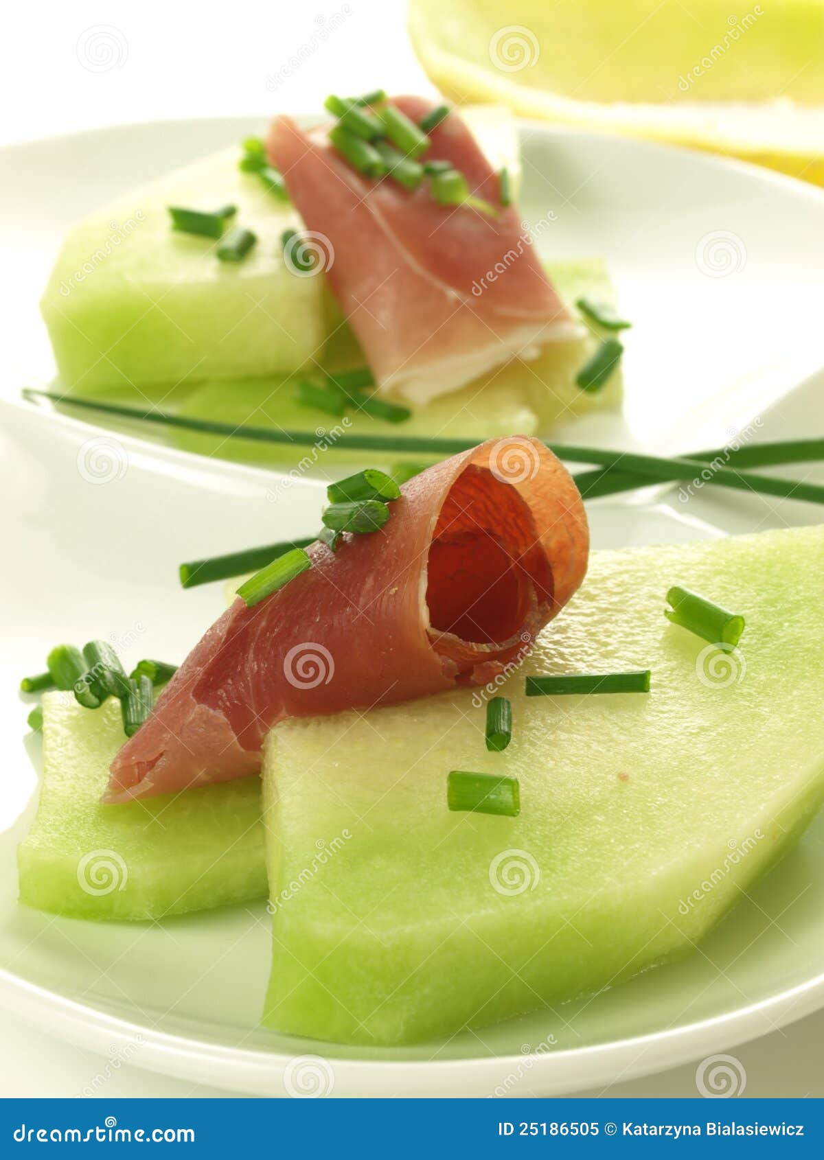 Meloen, Parma Ham, Bieslook Stock Afbeelding - Image of ingrediënt ...