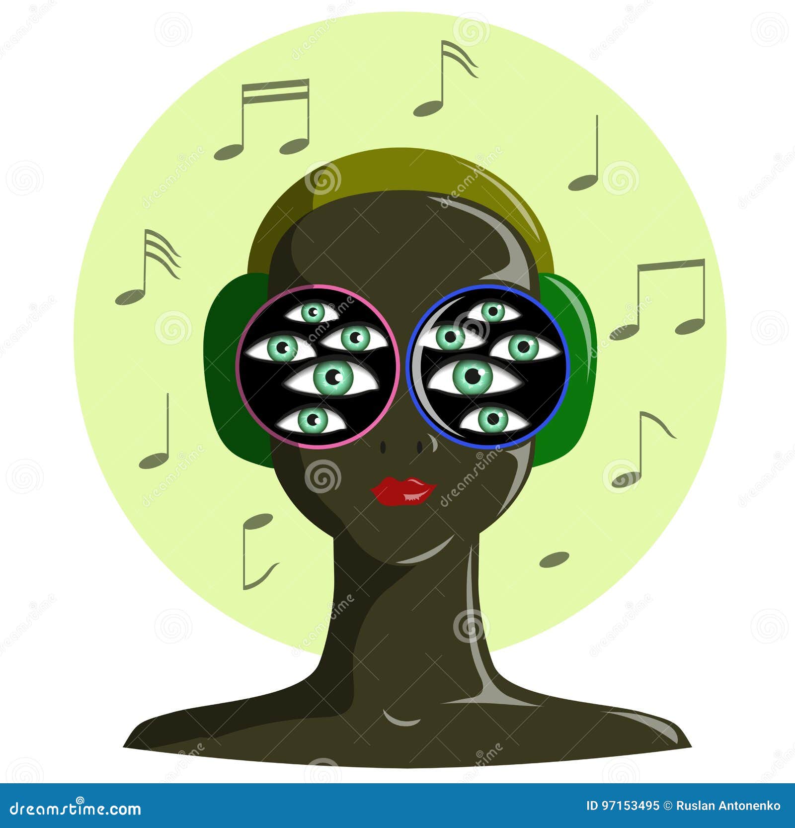 Meloman stock vector. Illustration of fantasy, aura, nonplus - 97153495