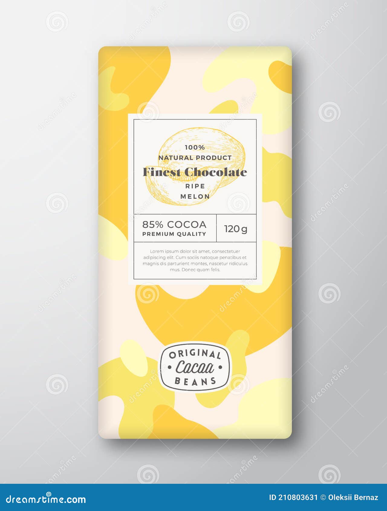 Melon Chocolate Label. Abstract Shapes Vector Packaging Design Layout ...