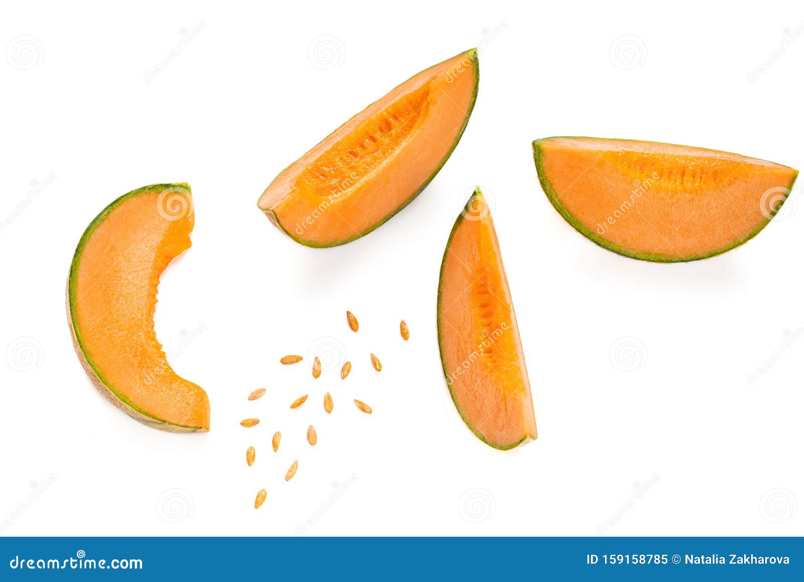 Melon Creative Layout. Fresh Sliced Cantaloupe Melon Fruit Isolated on ...