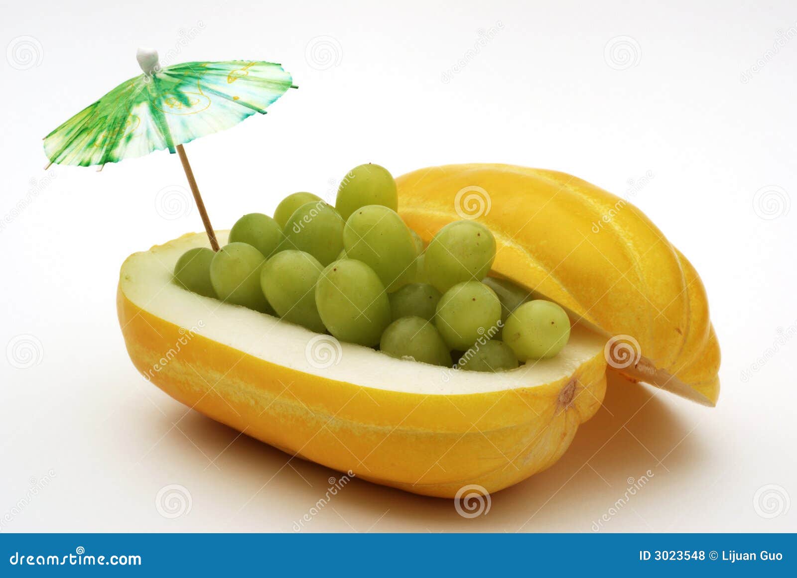 Melon Dish with Green Grapes Stock Photo - Image of yellow, sail: 3023548