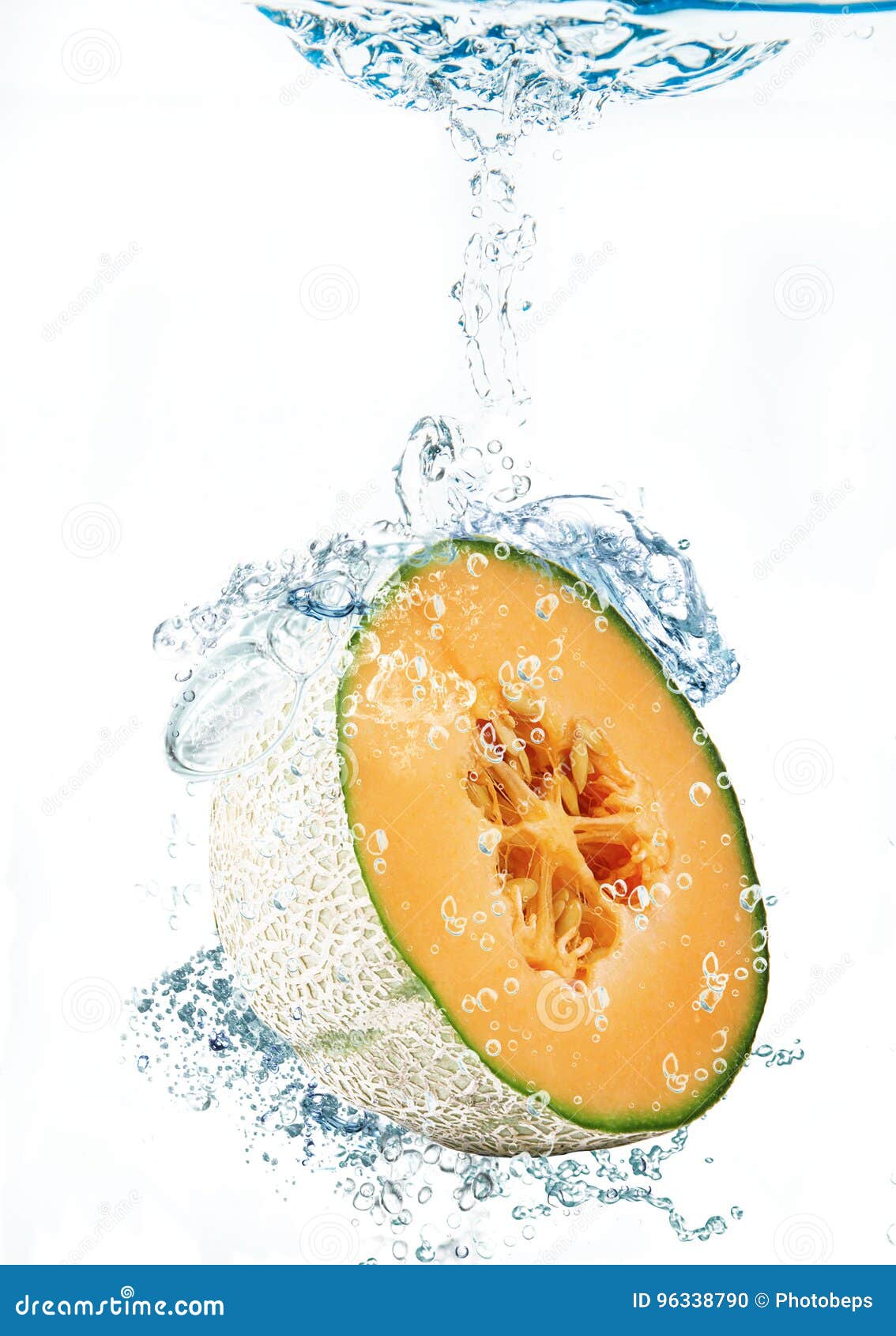 Melon falling in water stock photo. Image of bubble, water - 96338790