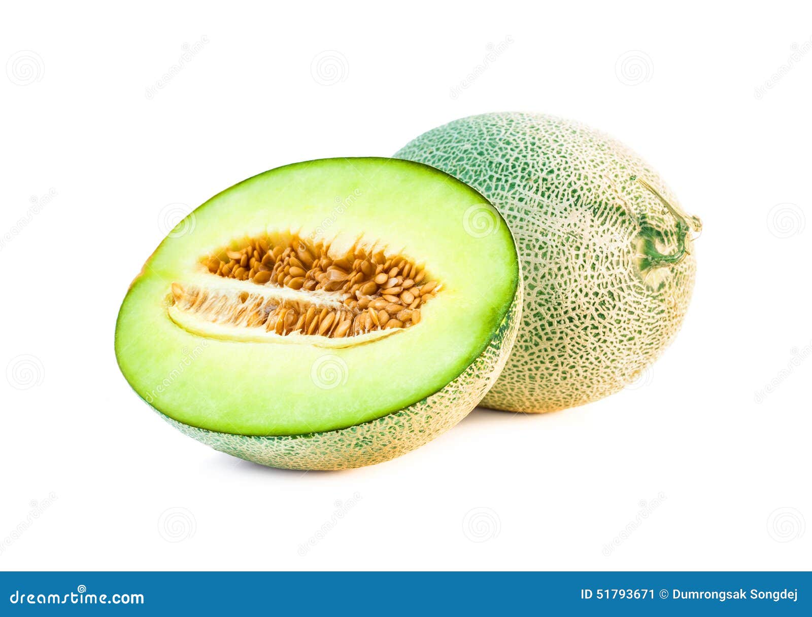 Melon Fresh Fruit Single and Half Stock Image - Image of white, sweet ...