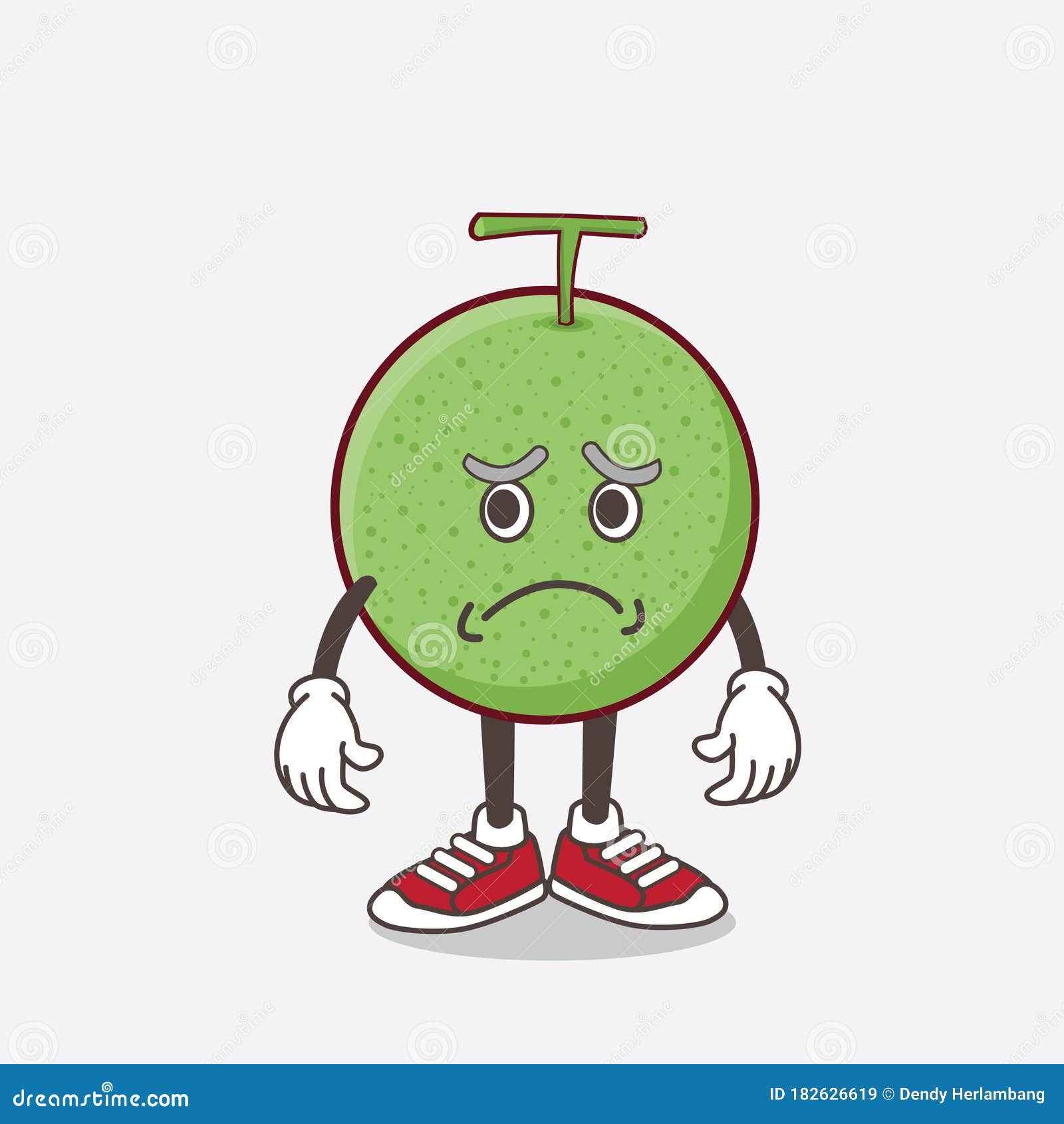 Melon Fruit Cartoon Mascot Character Having an Afraid Face Stock Vector ...