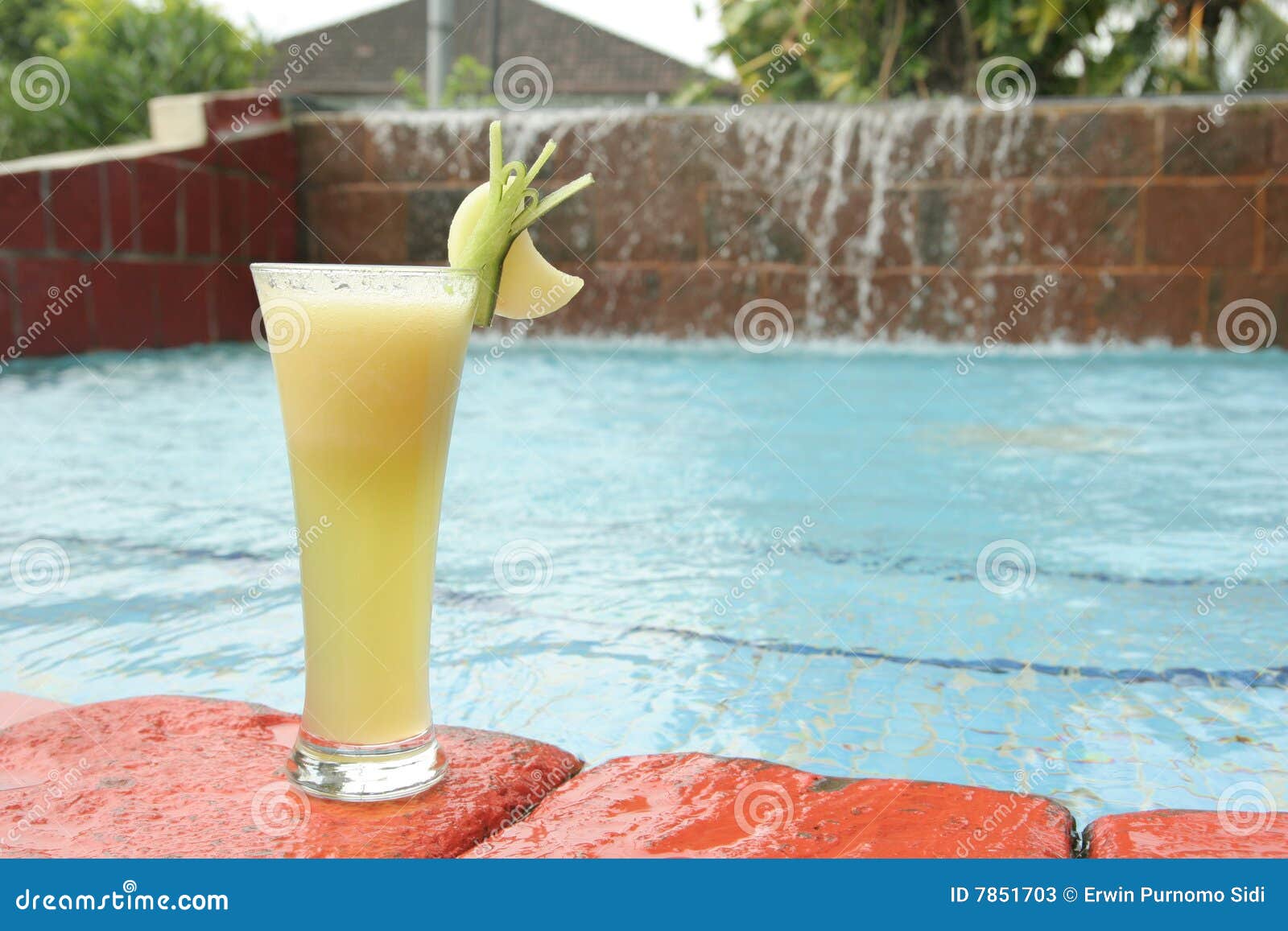 Melon fruit juice at pool stock image. Image of beverage - 7851703