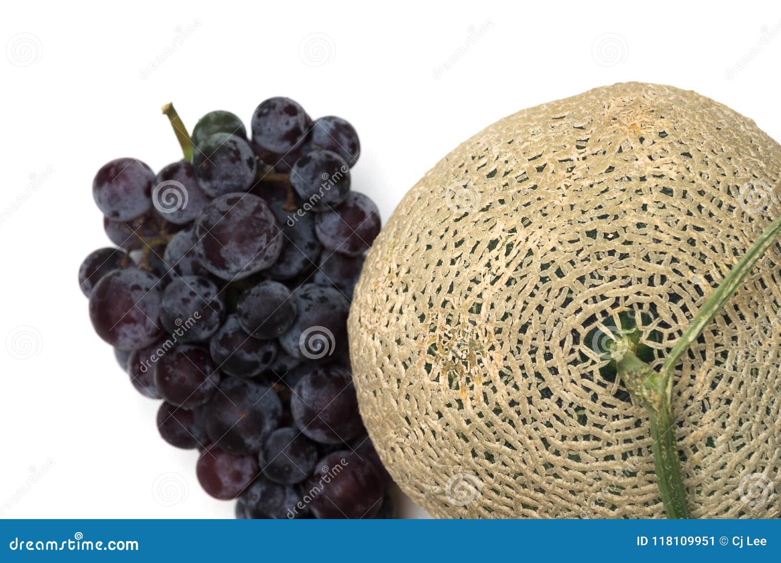 Melon and Grape on White Background Stock Image - Image of healthy ...