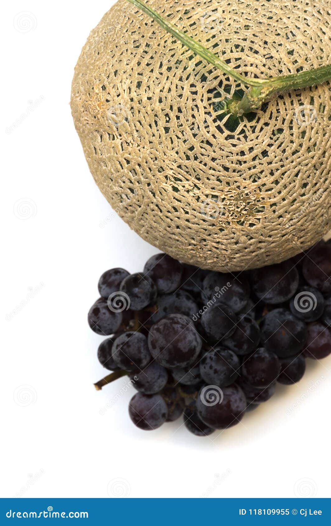Melon and Grape on White Background Stock Image - Image of fresh ...