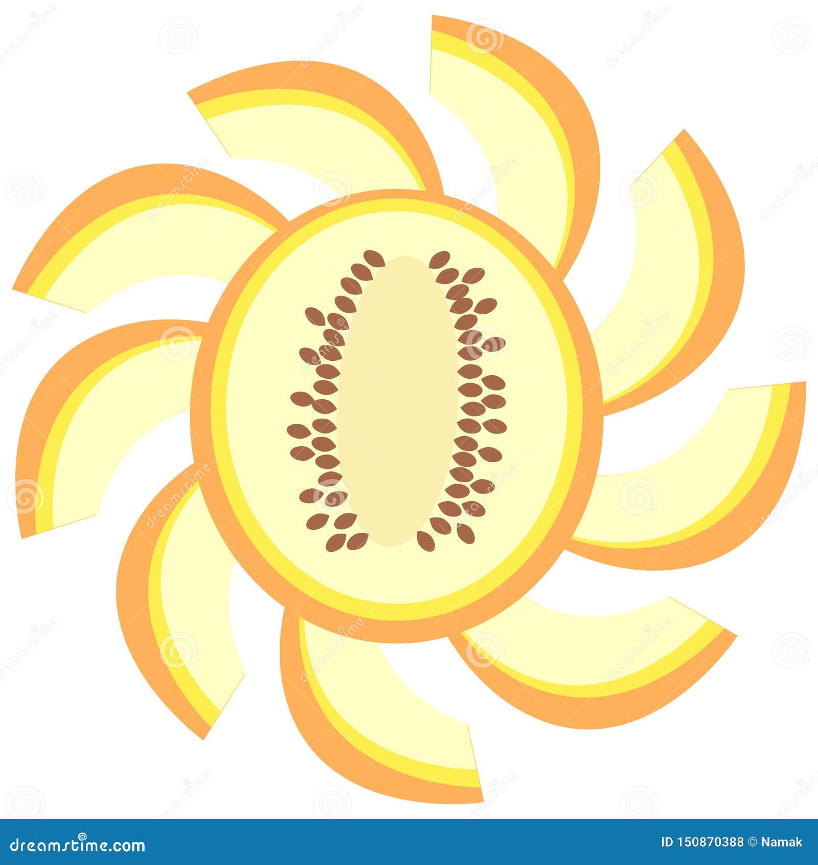 Melon Half Melted in Section with Slices without Seeds in a Circle ...