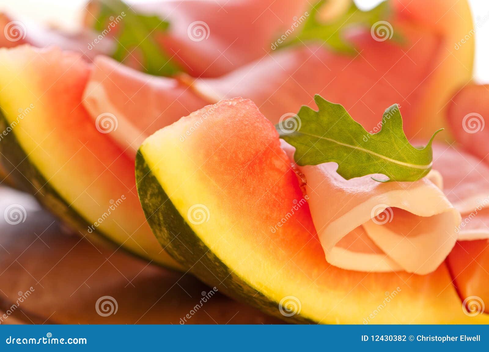 Melon & Ham Appetizer stock photo. Image of forest - 12430382