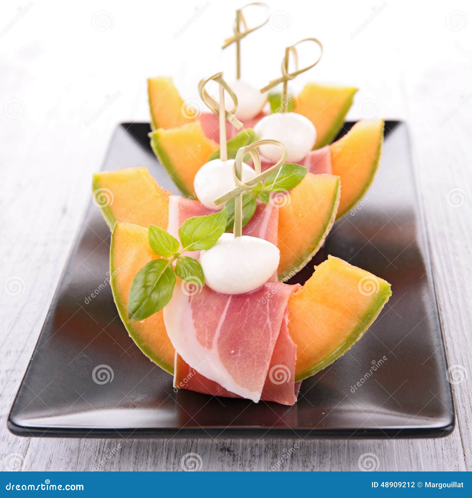 Melon,ham and mozza stock photo. Image of antipasto, meal - 48909212