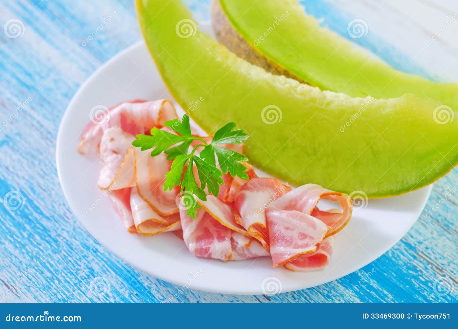 Melon with ham stock photo. Image of juice, breakfast - 33469300