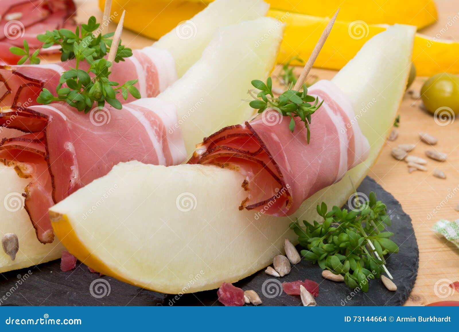 Melon and ham stock photo. Image of cookery, nnadhesive - 73144664