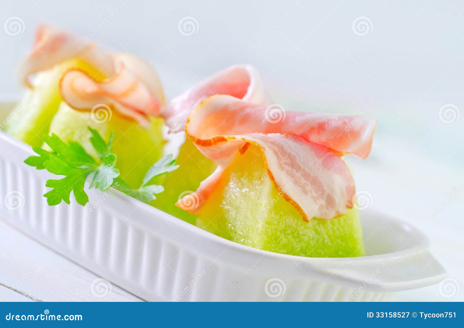 Melon with ham stock image. Image of oeuvre, closeup - 33158527