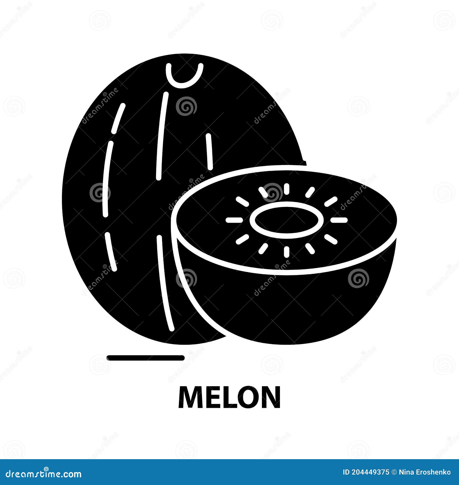 Melon Icon, Black Vector Sign with Editable Strokes, Concept ...