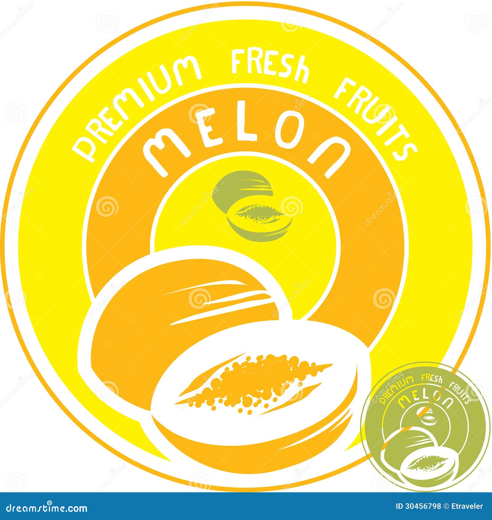 Melon label stock vector. Illustration of fruit, dessert - 30456798