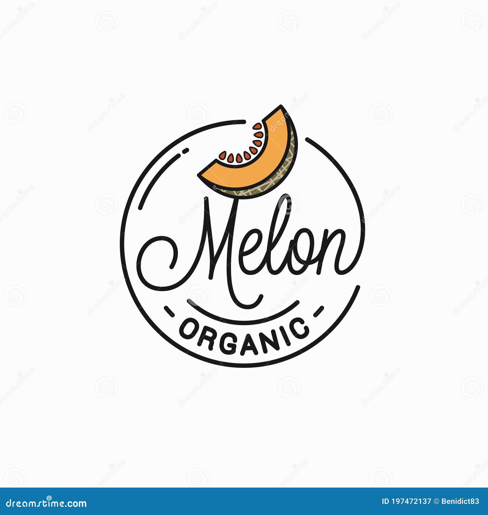 Melon Logo. Round Linear Logo Organic Melon Slice Stock Vector ...