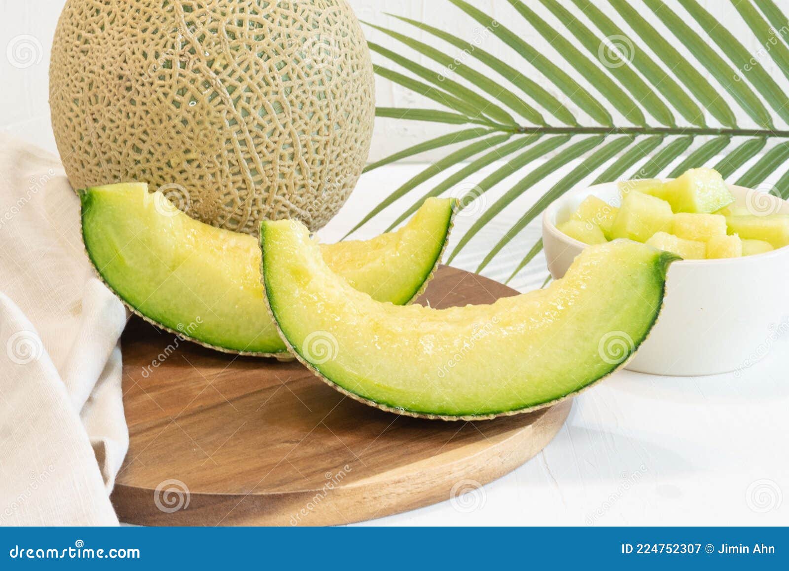 Melon on a plate stock image. Image of produce, healthy - 224752307