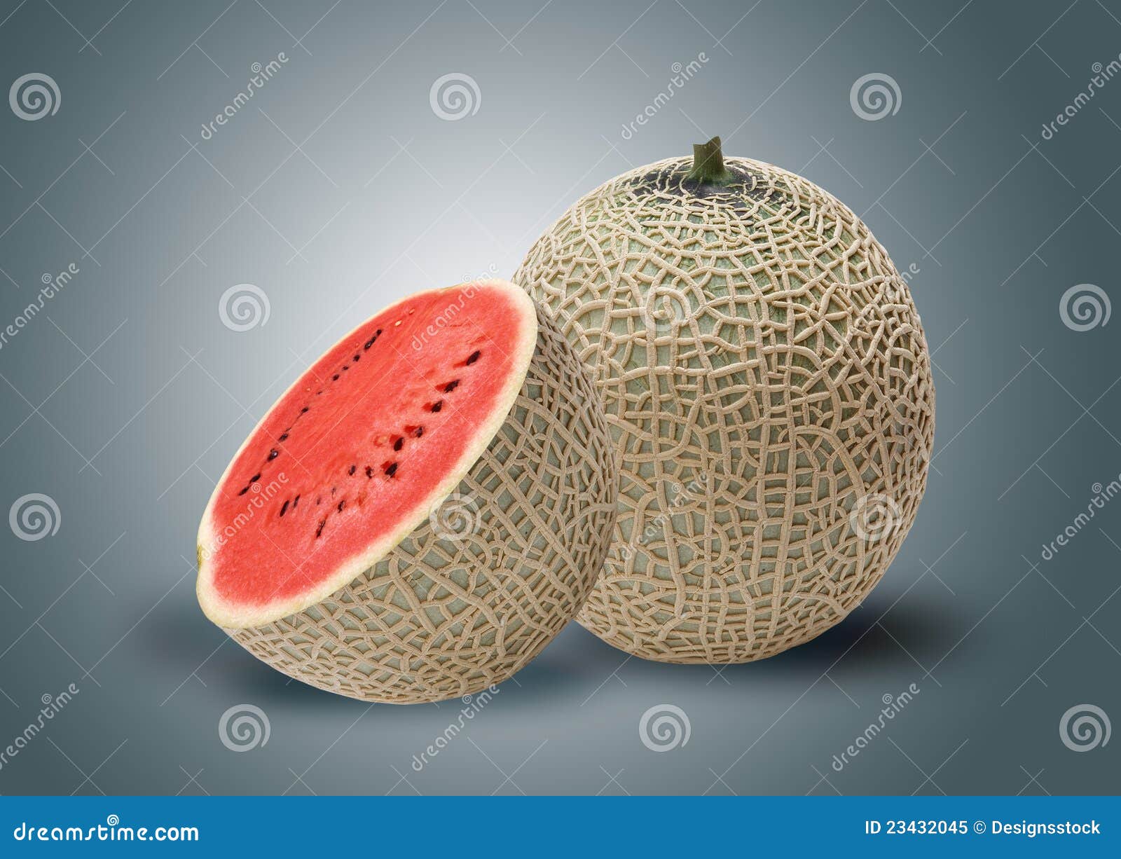 Melon and Red Water Melon Inside Stock Image - Image of fanciful ...