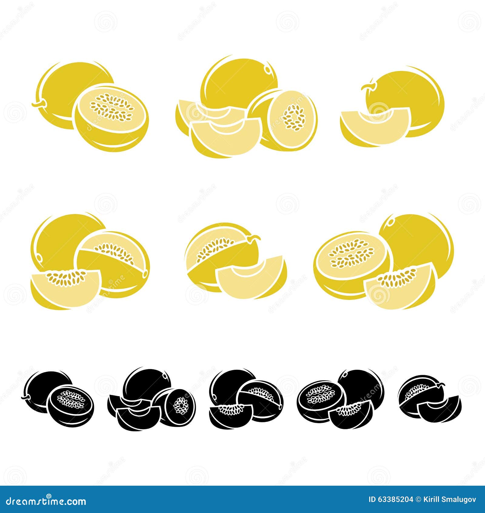 Melon set. Vector stock vector. Illustration of slice - 63385204