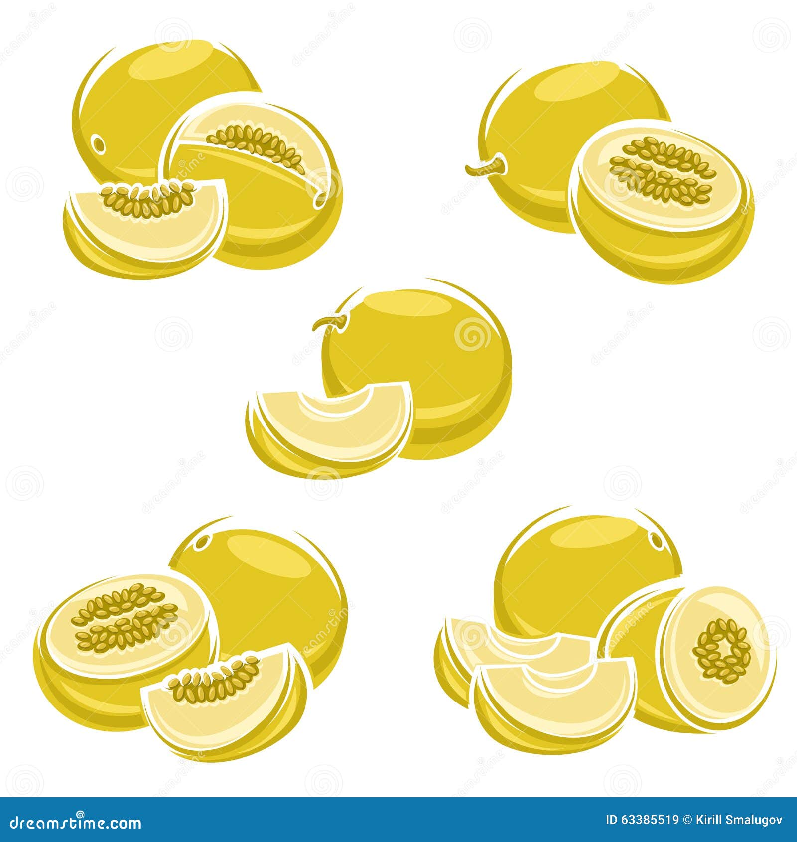 Melon set. Vector stock vector. Illustration of slice - 63385519