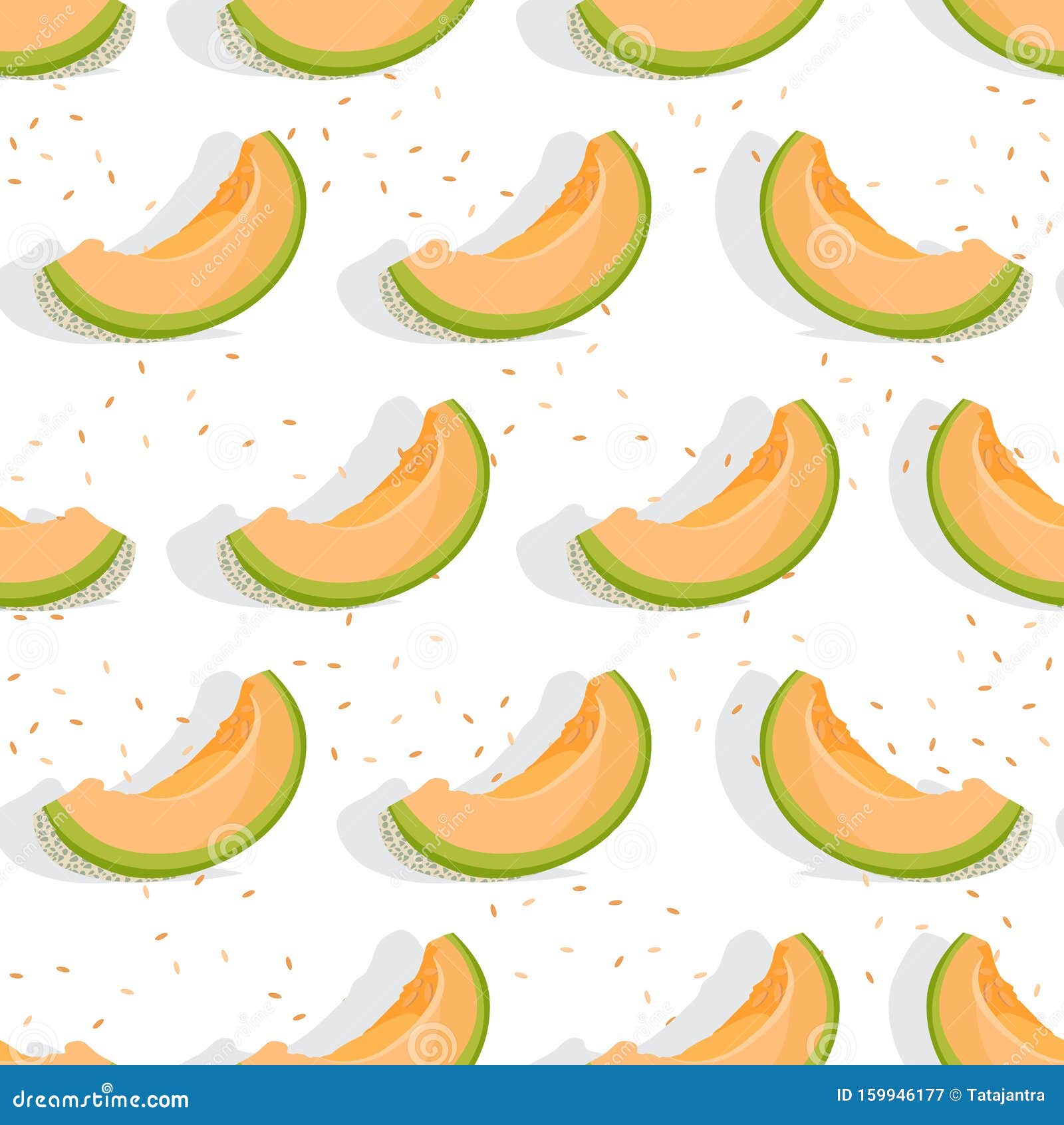 Melon Sliced Seamless Pattern on White Background with Shadow, Fresh ... Melon Sliced Seamless Pattern on White Background with Shadow, Fresh ...