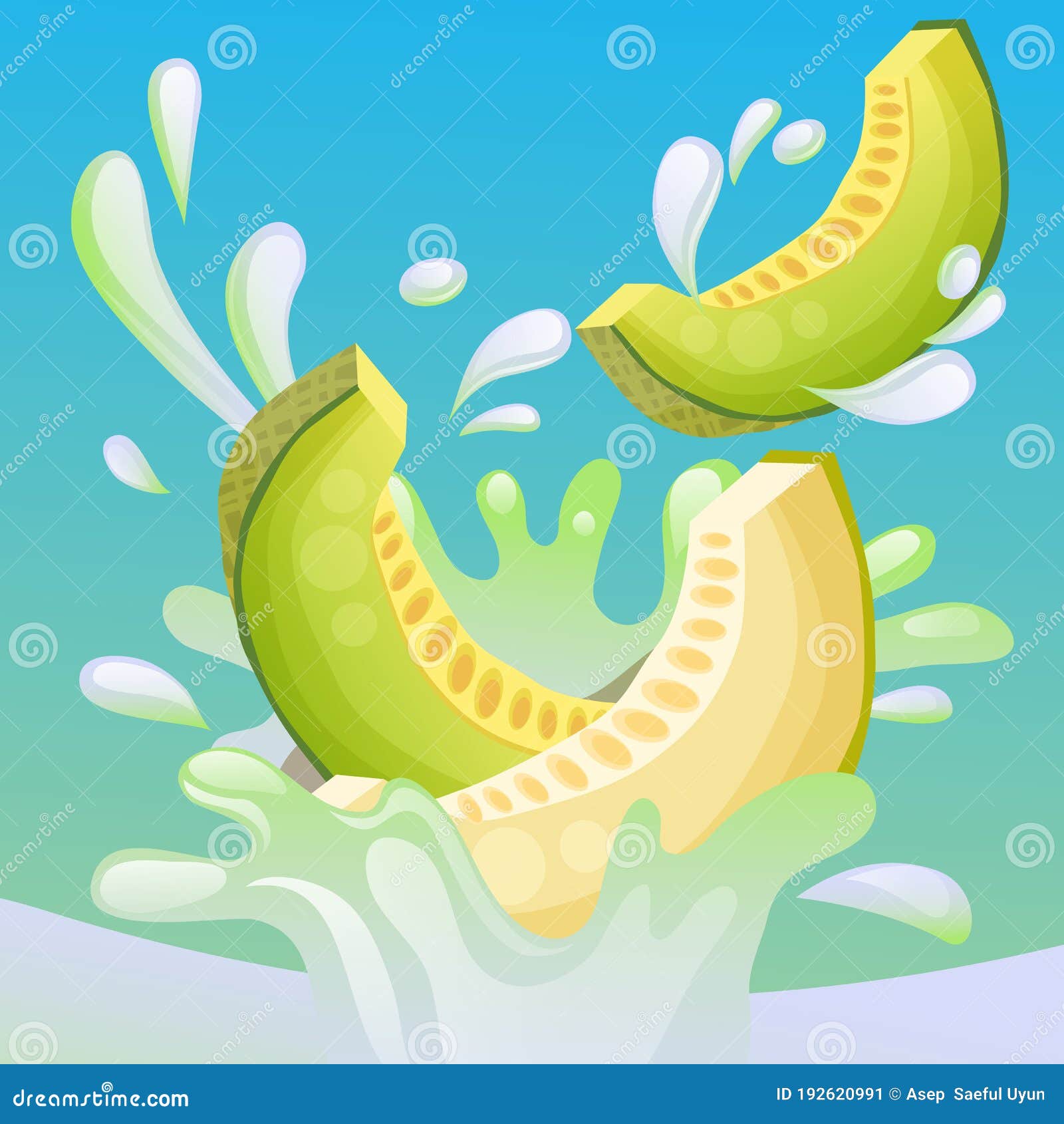 Melon splash vector stock vector. Illustration of slice - 192620991