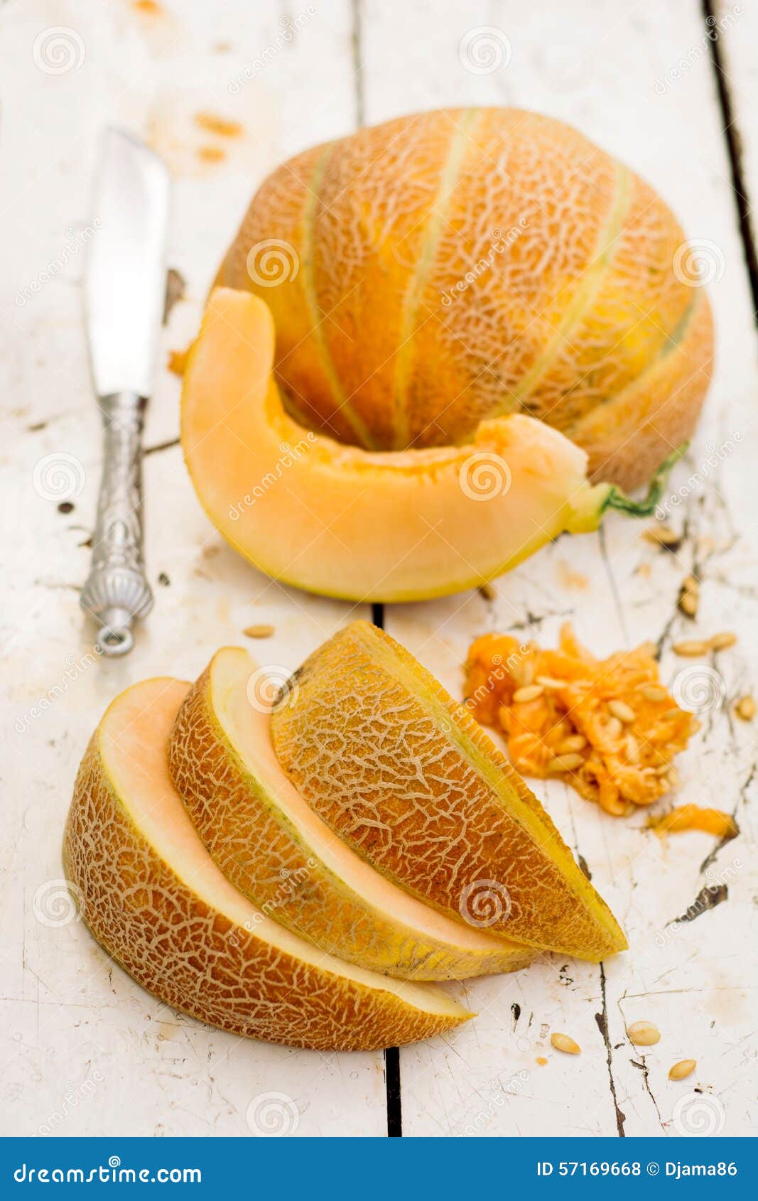 Melon on the table stock photo. Image of portion, sweet - 57169668