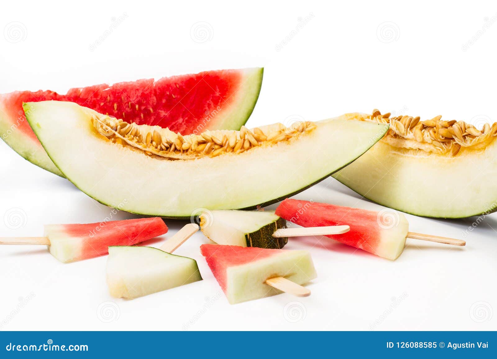 Melon and Watermelon Cut into Triangles Stock Image - Image of food ...