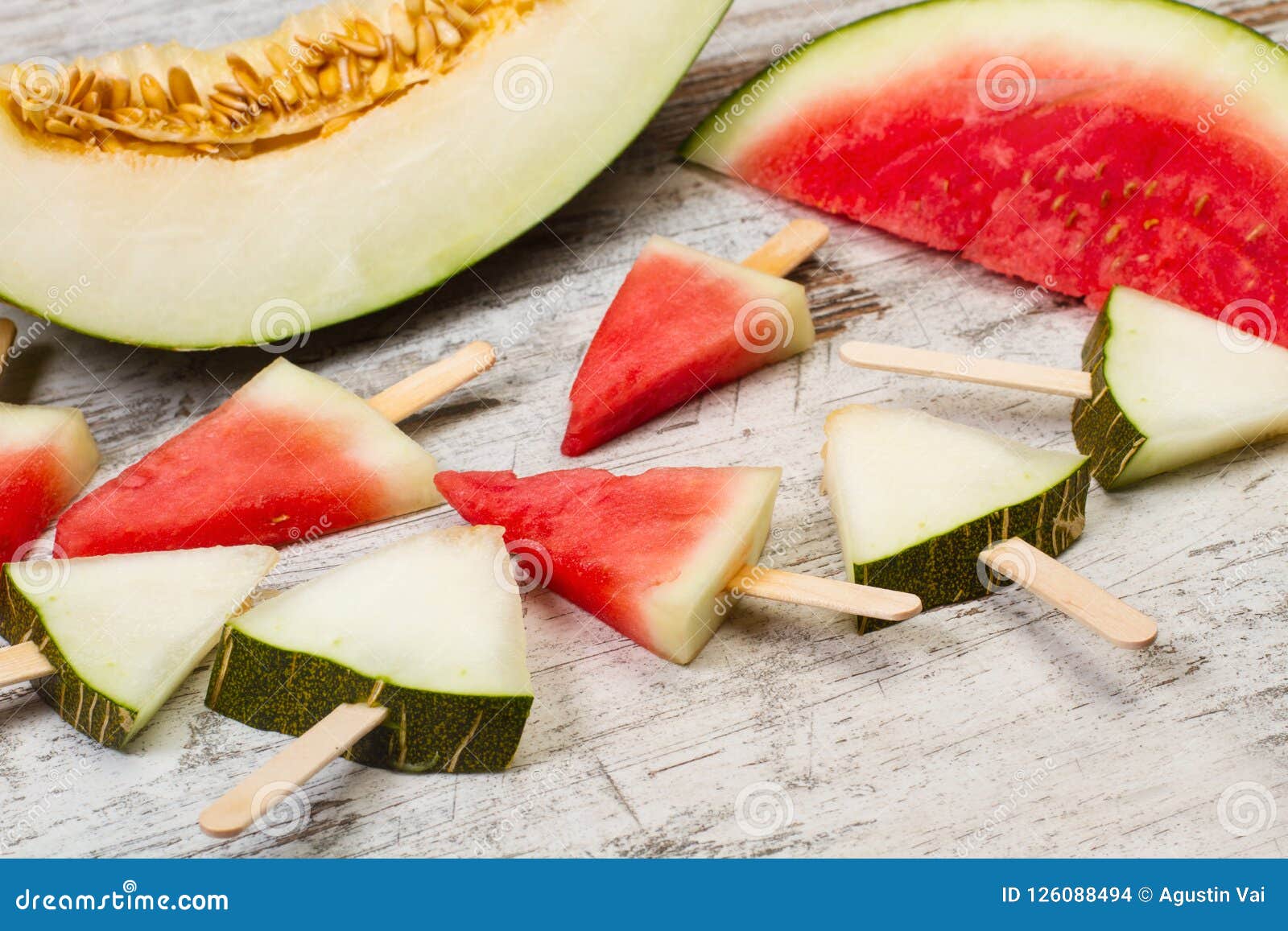 Melon and Watermelon Cut into Triangles Stock Photo - Image of fruit ...
