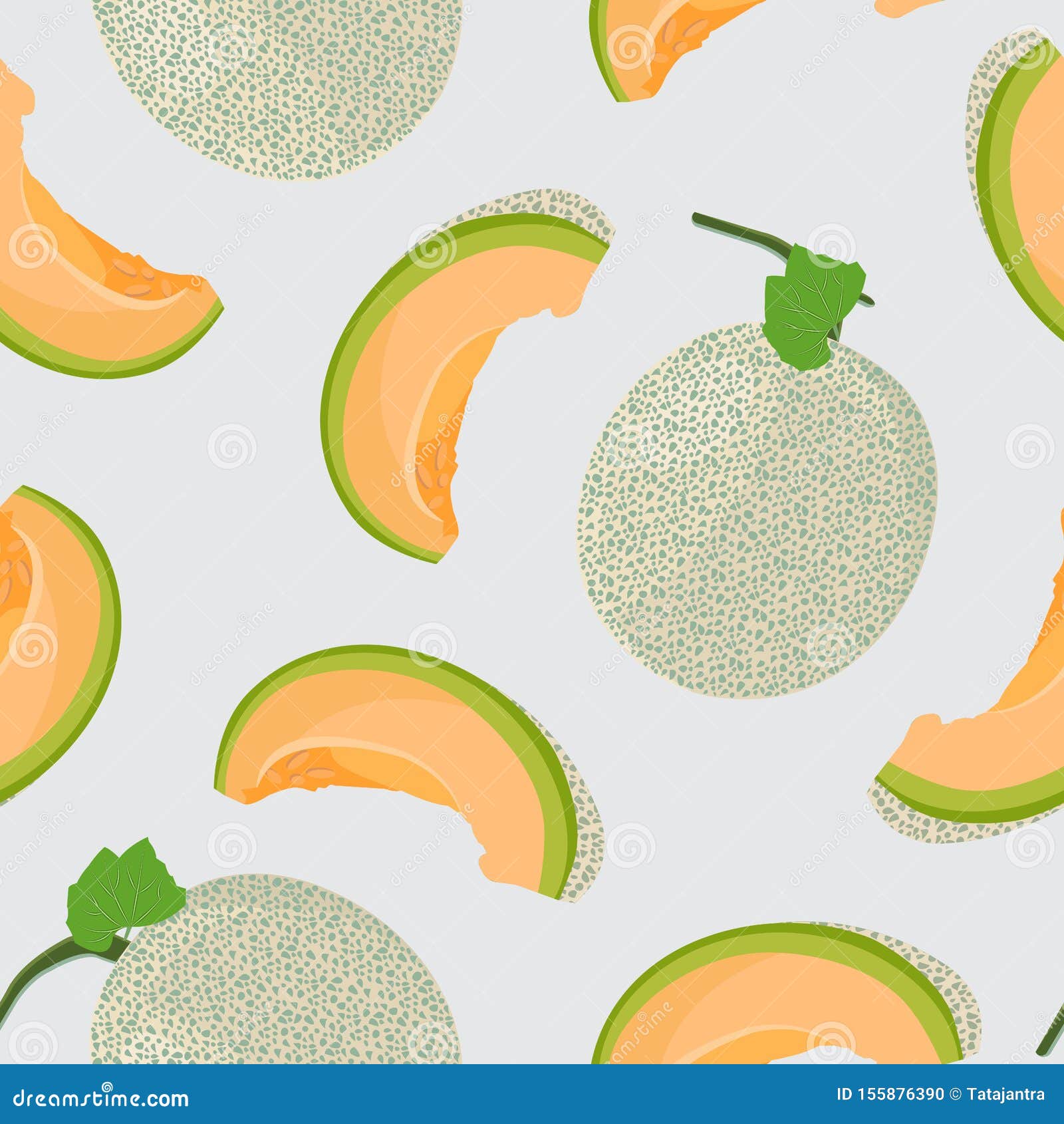 Melon Whole And Half Seamless Pattern On White Background, Fresh ... Melon Whole And Half Seamless Pattern On White Background, Fresh ...