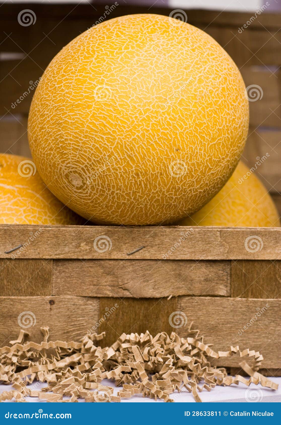 Melon in wood box stock image. Image of green, health - 28633811