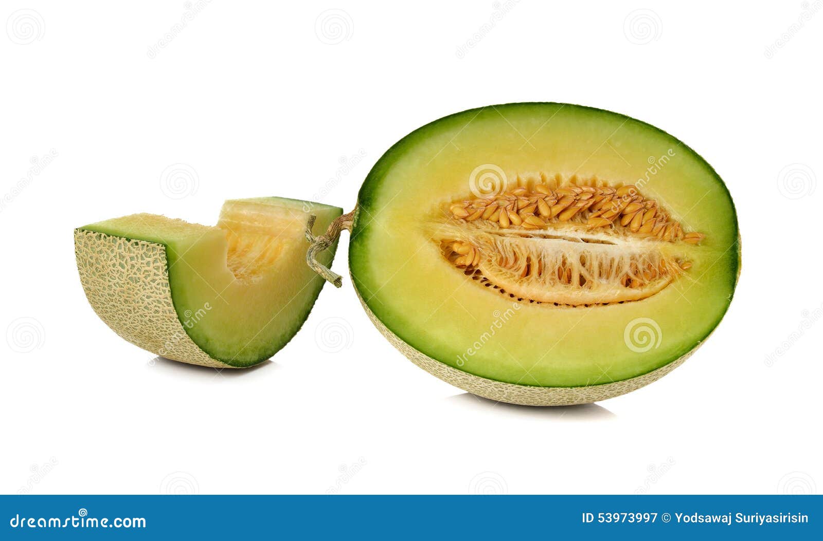 Melone Verde Maturo Con Il Gambo Su Bianco Immagine Stock - Immagine di ...