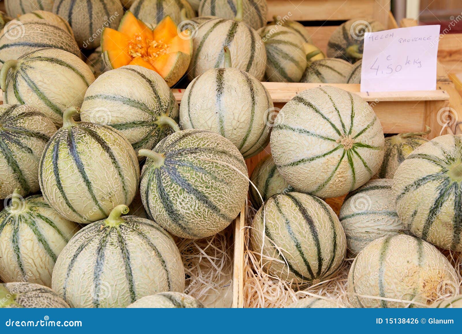 Melons on a Market Stall stock photo. Image of agriculture - 15138426