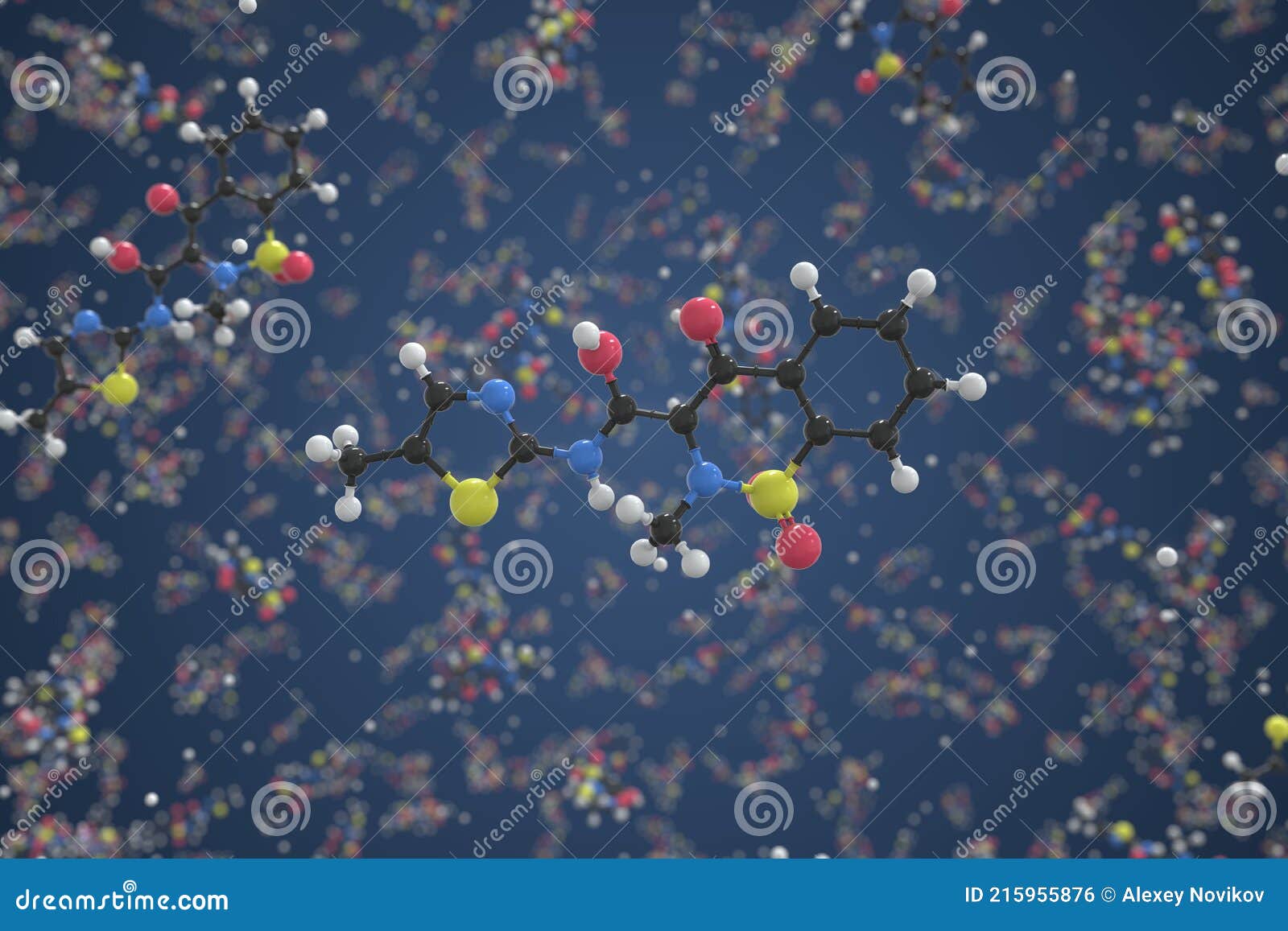 Meloxicam Molecule, Scientific Molecular Model, 3d Rendering Stock ...