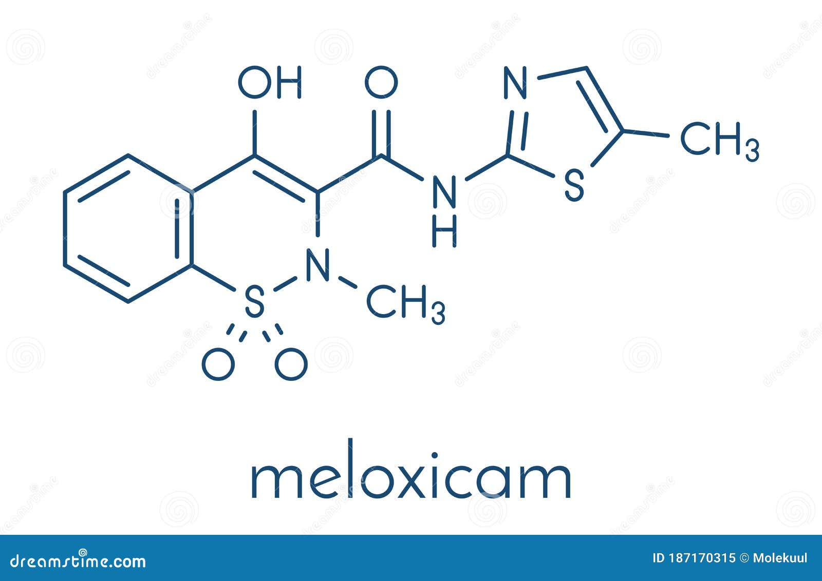 Meloxicam NSAID Drug Molecule. Skeletal Formula. Cartoon Vector ...