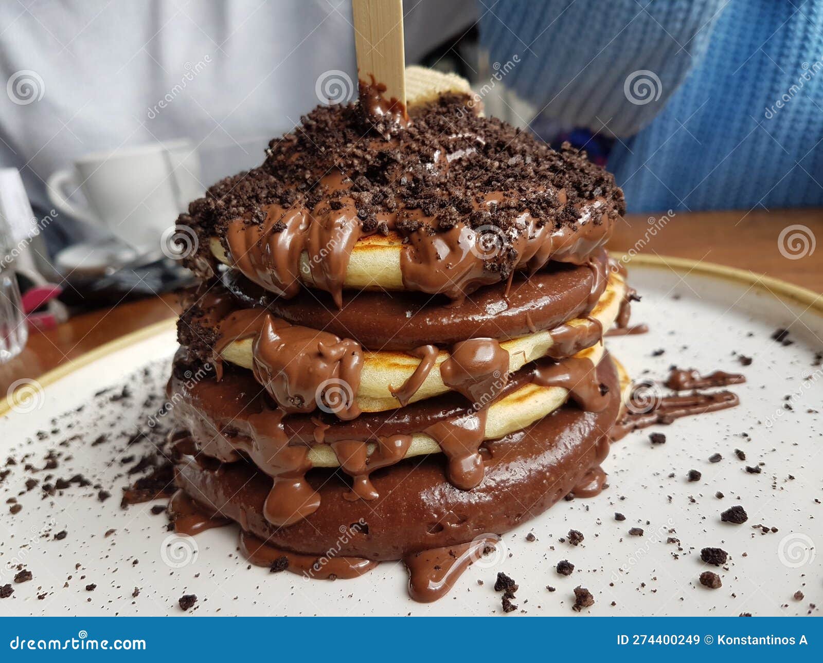 Melt Chocolate Pancake Sweet in Plate Stock Image - Image of gastronomy ...