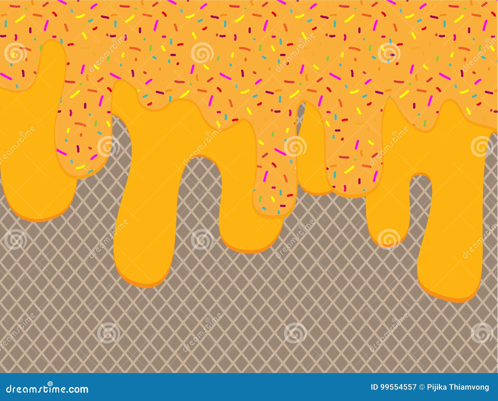 Melt Icing Ice Cream on Waffle Pattern. Stock Vector - Illustration of ...