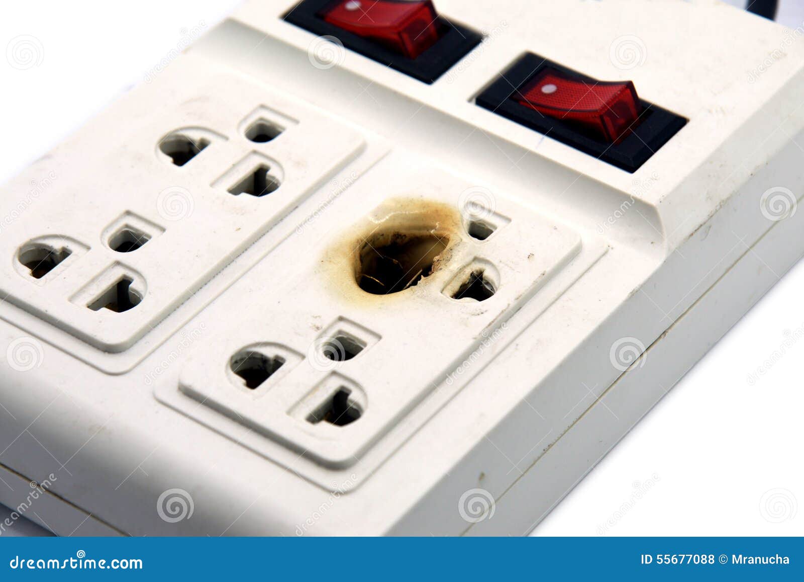 Meltdown and Burn Power Bar Plug Stock Photo - Image of electronics ...