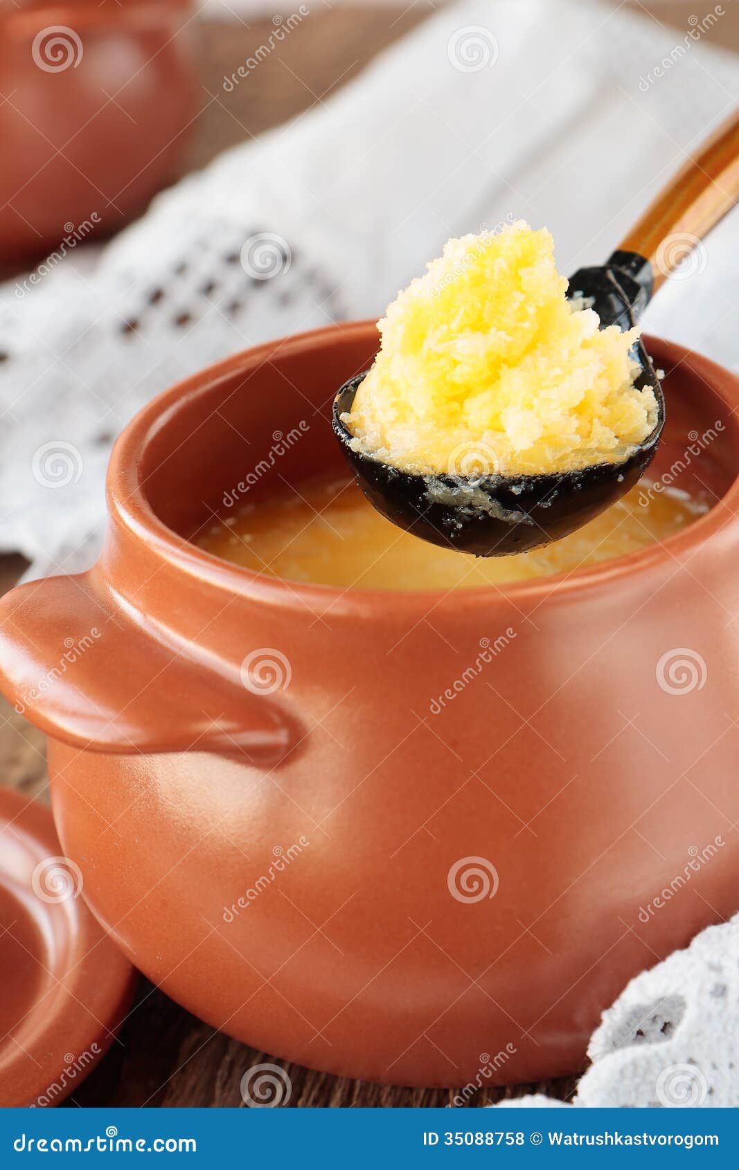 Melted Butter in Ceramic Pot Stock Photo - Image of butter, russian ...