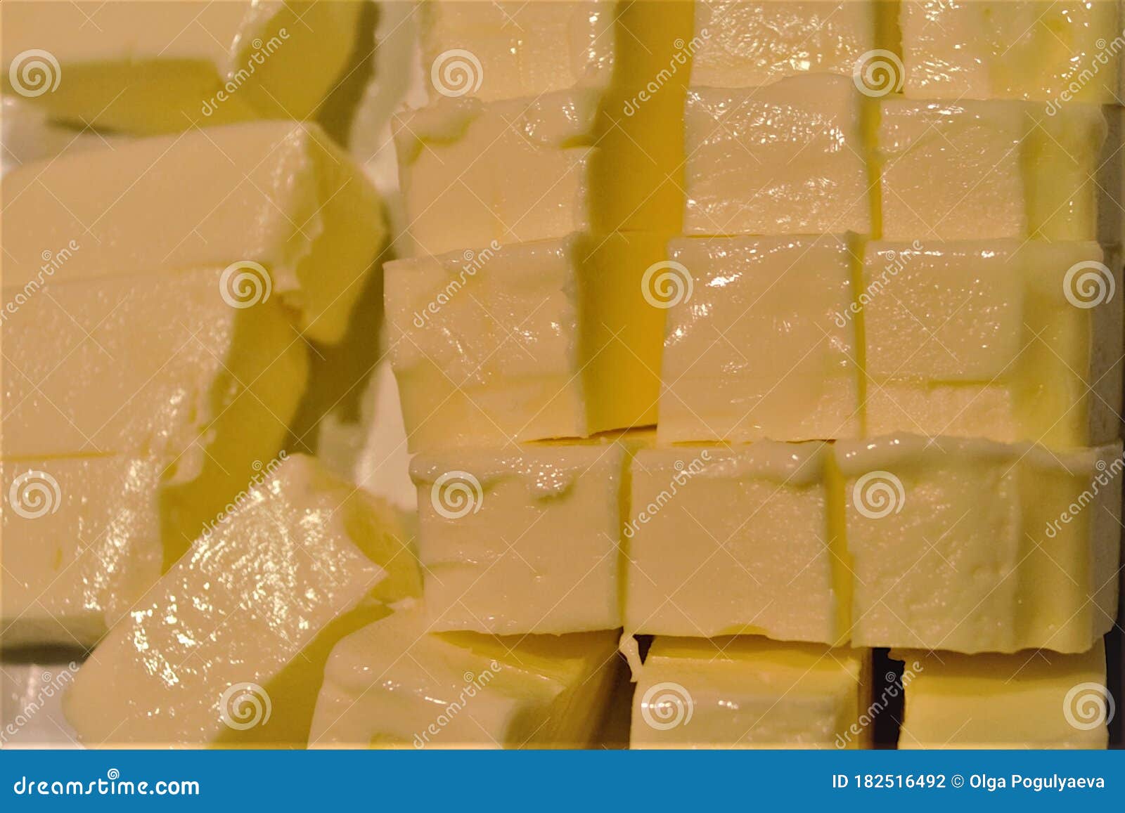 The Melted Butter Cut into Pieces Stock Photo - Image of composition ...