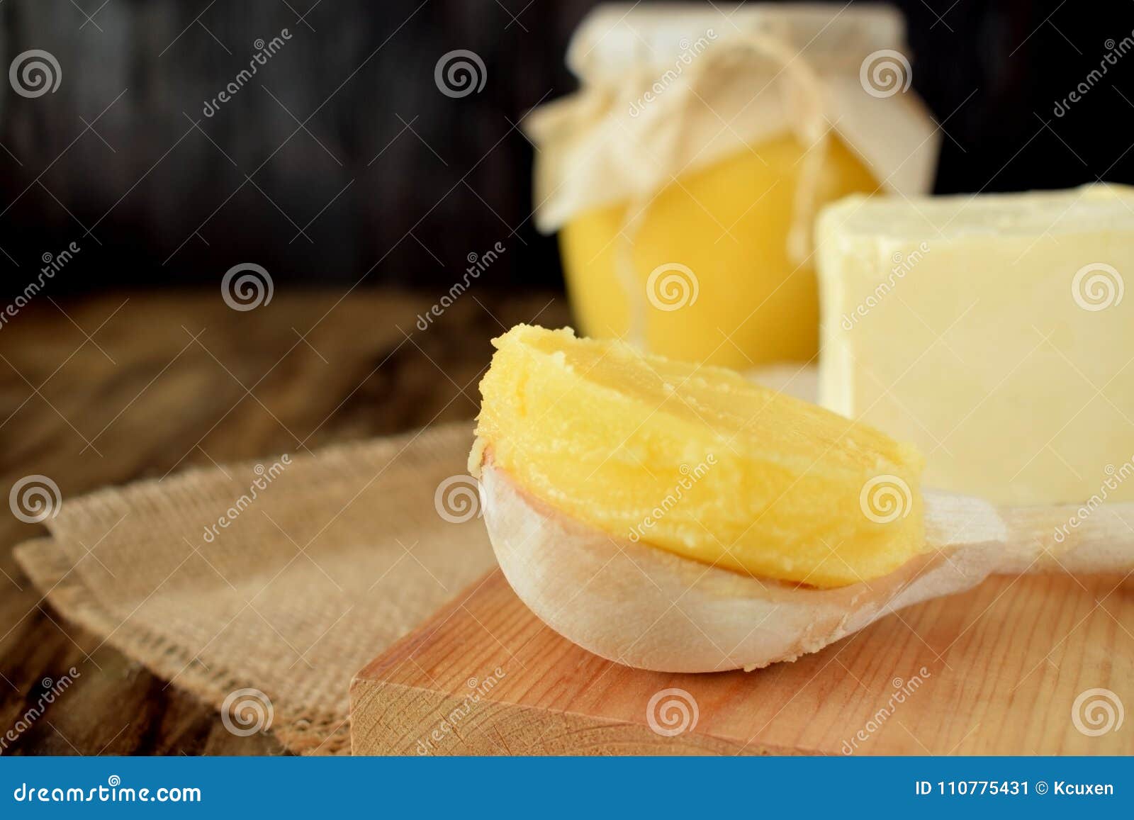 Melted butter in a spoon stock image. Image of cuisine - 110775431