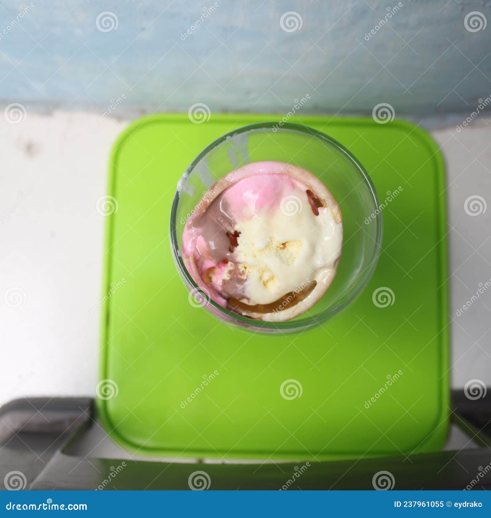 Melted Ce Cream with Various Flavors in a Goblet Top View Stock Image ...
