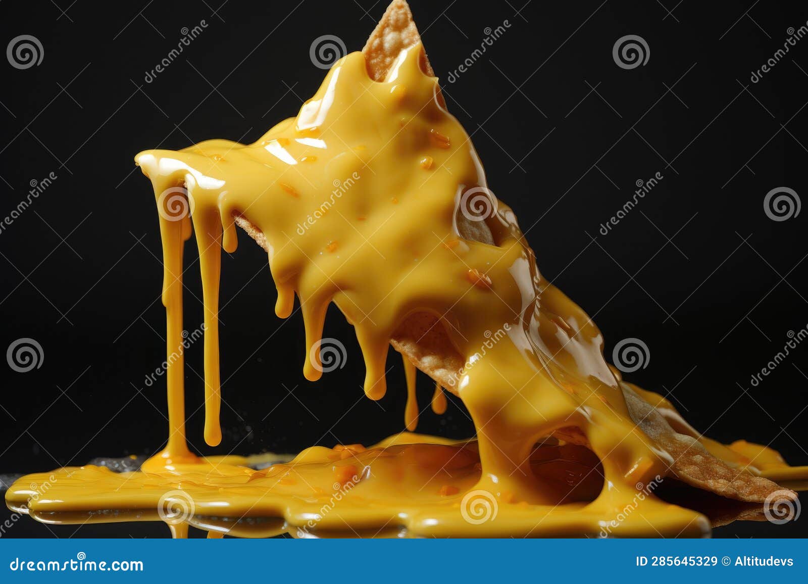 Melted Cheese Dripping from a Nacho Chip Stock Illustration ...