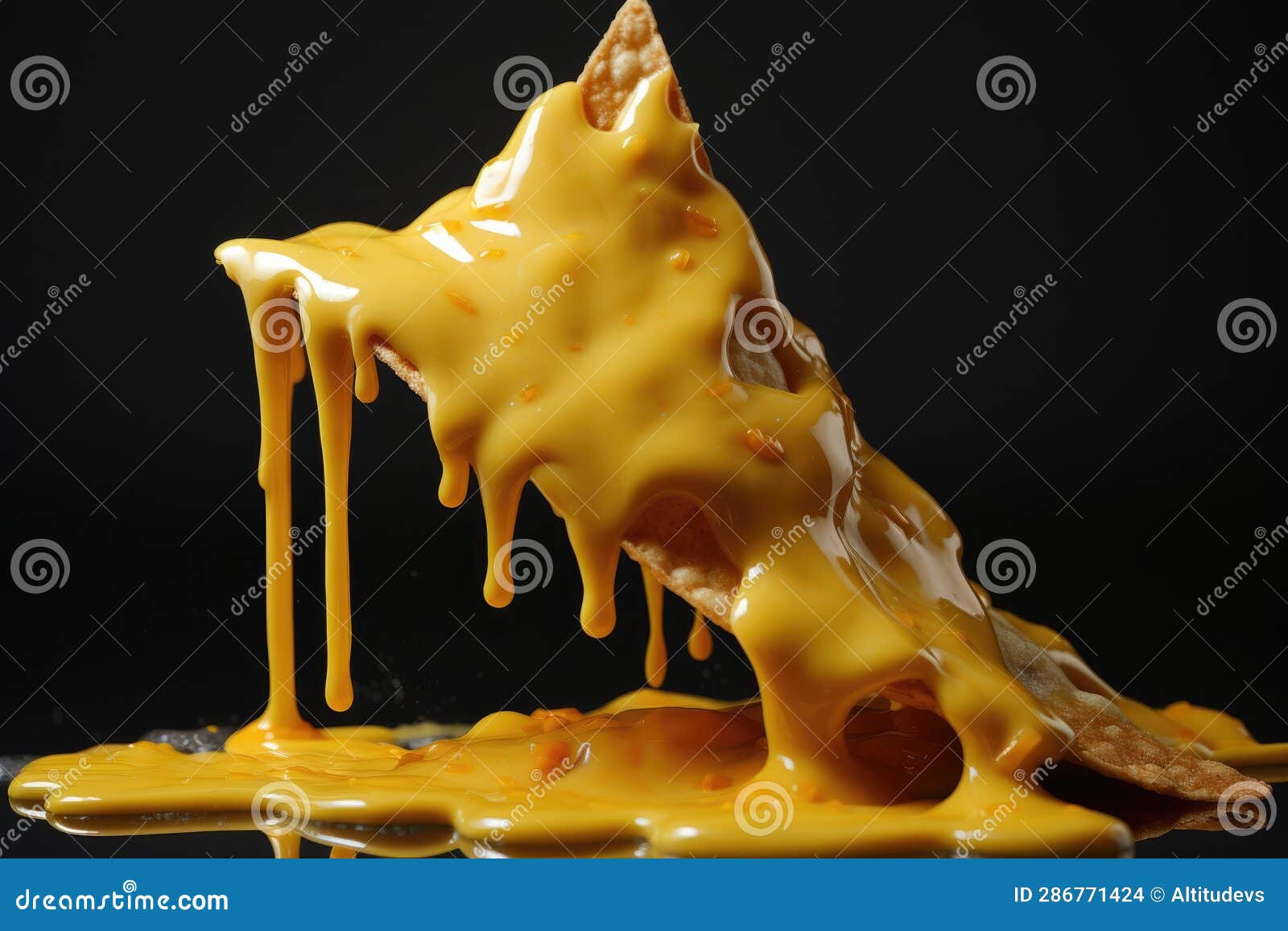 Melted Cheese Dripping from a Nacho Chip Stock Illustration ...
