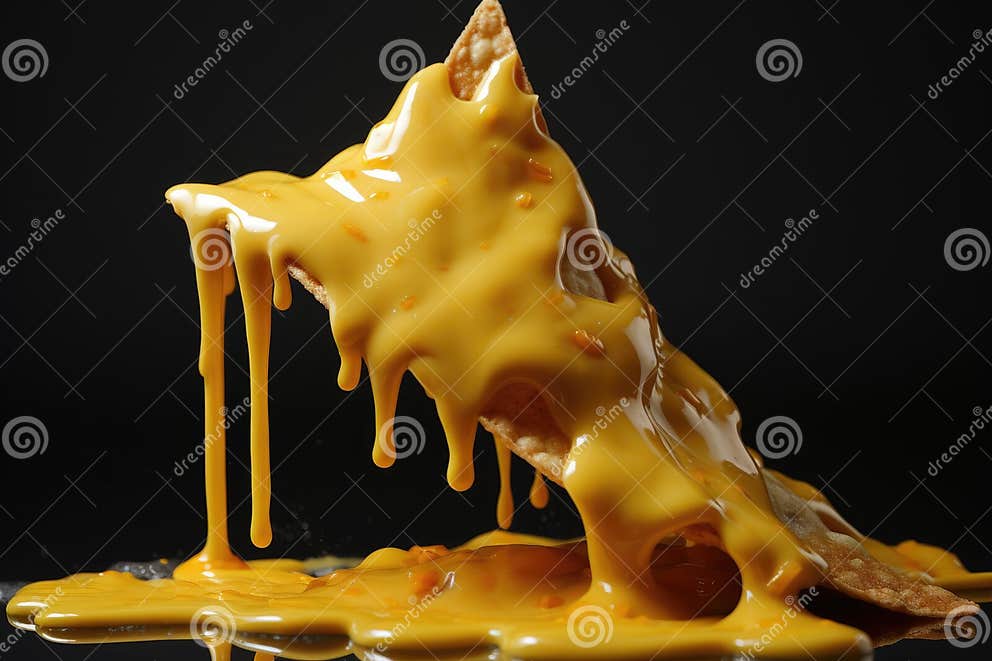 Melted Cheese Dripping from a Nacho Chip Stock Illustration ...