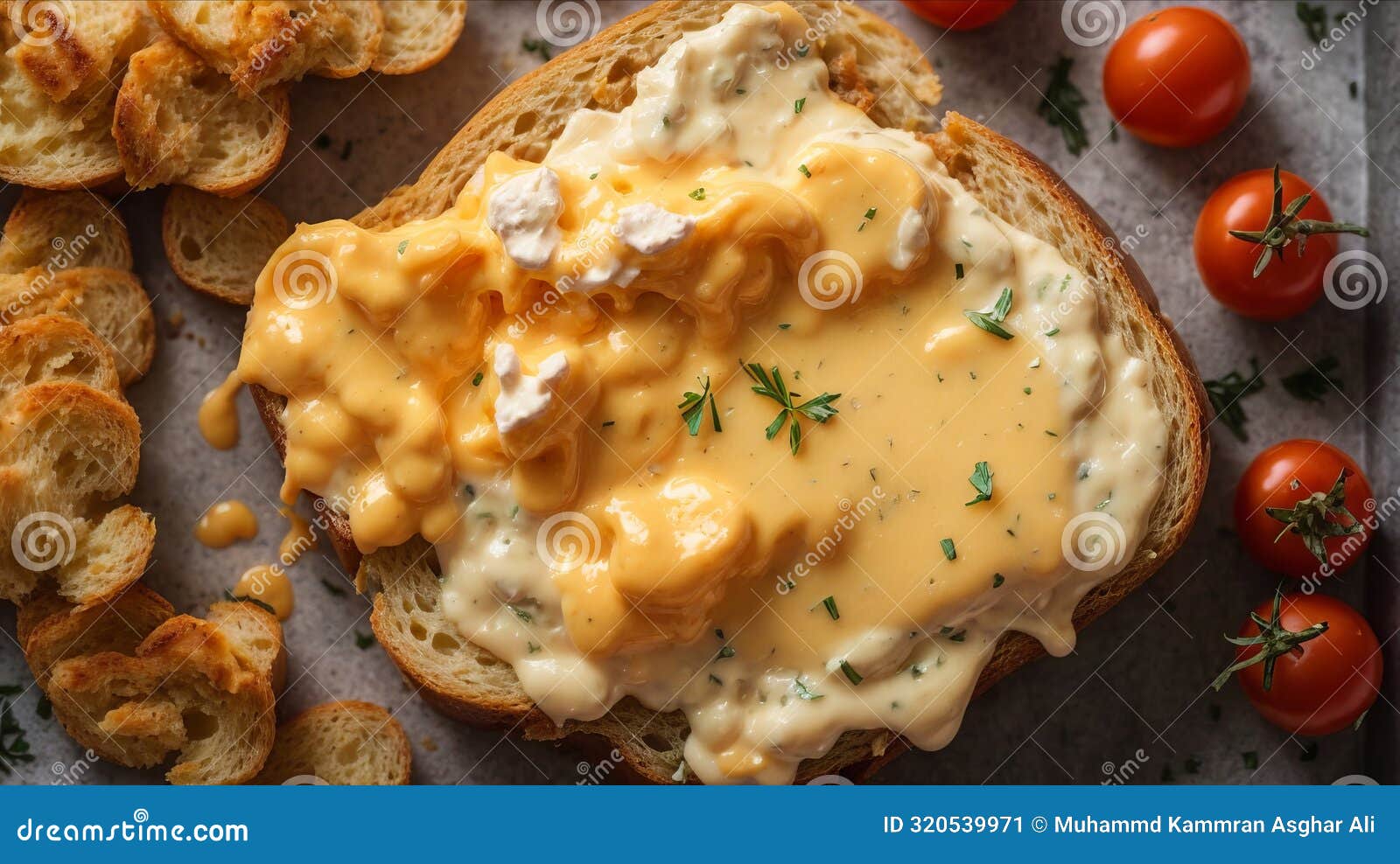 Melted Cheese Spread on a Bread. Top View. Stock Illustration ...