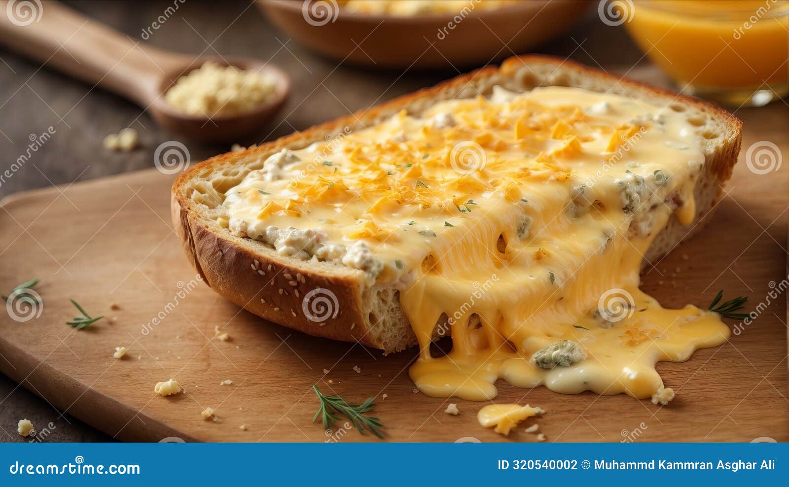 Melted Cheese Spread on a Bread. Top View. Stock Illustration ...