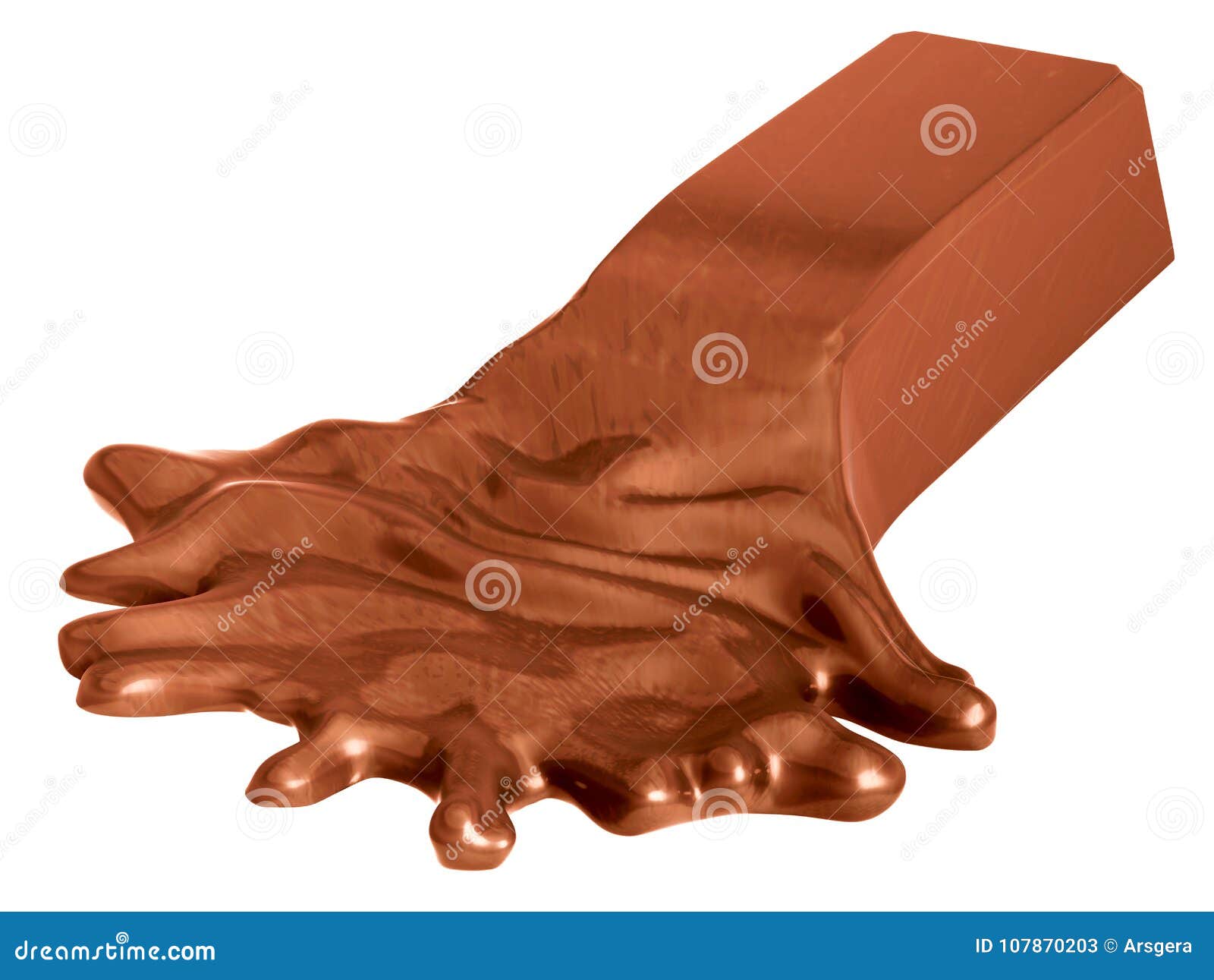 Melted Chocolate Bar Isolated on White Stock Image - Image of melted ...