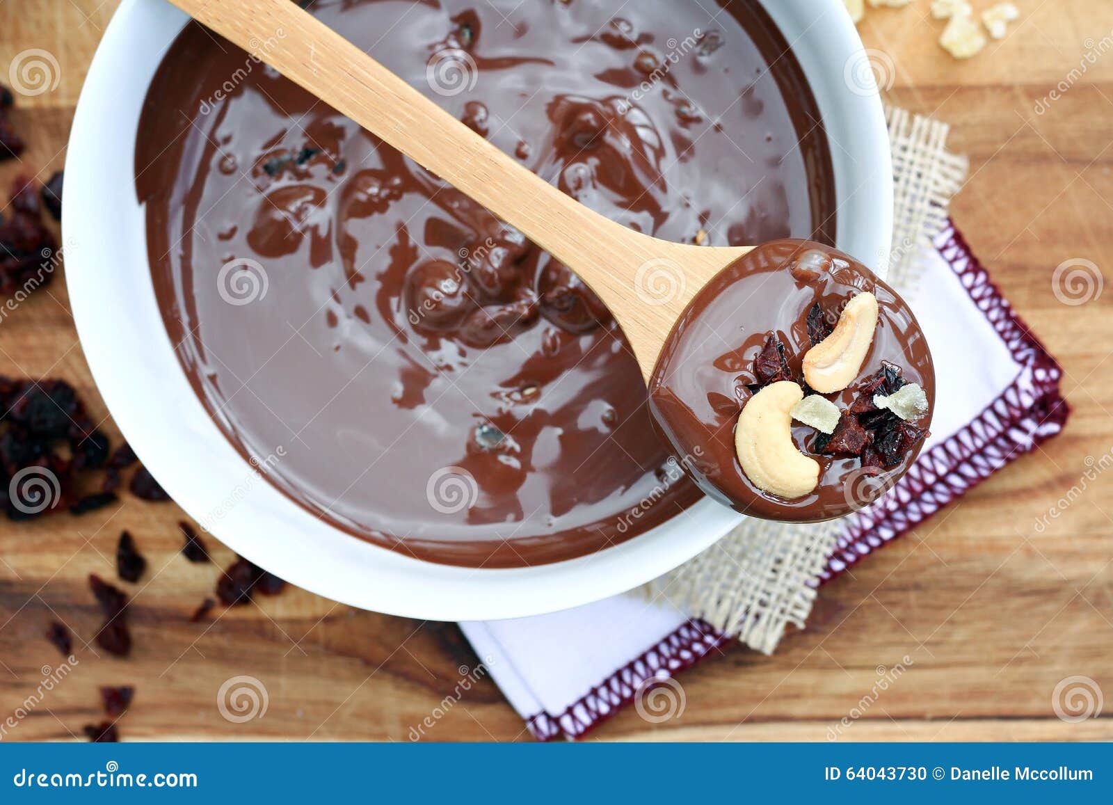 Melted Chocolate with Dried Fruit & Nuts Stock Photo - Image of bake ...