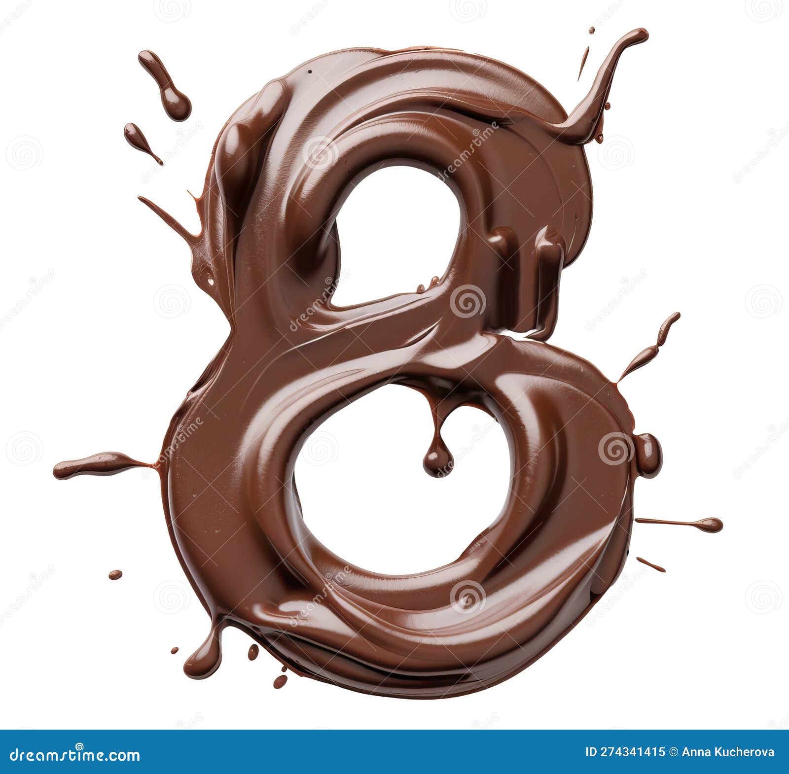 Melted Chocolate Number 8 Top View on White Background. Generative AI ...